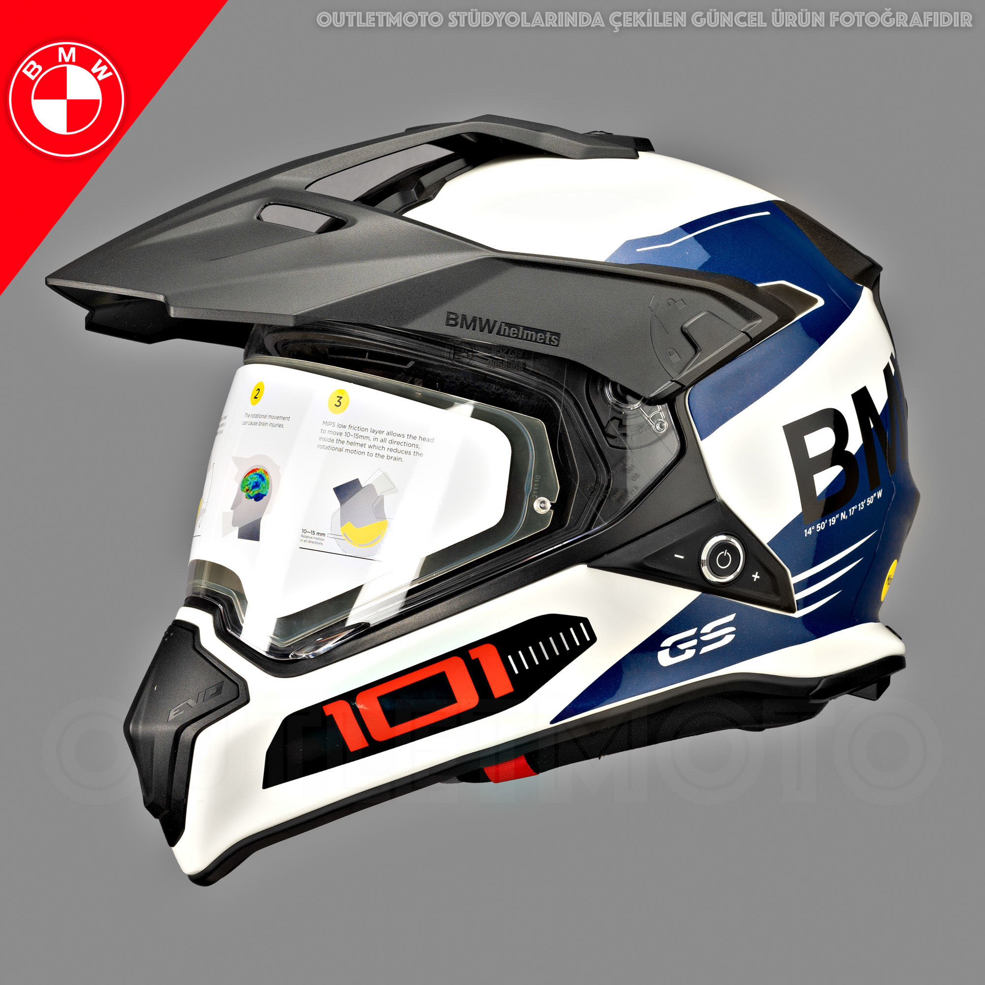 OUTLETMOTO. BMW Motorrad GS CARBON EVO MIPS ADVENTURE Kask + COM V3 ...